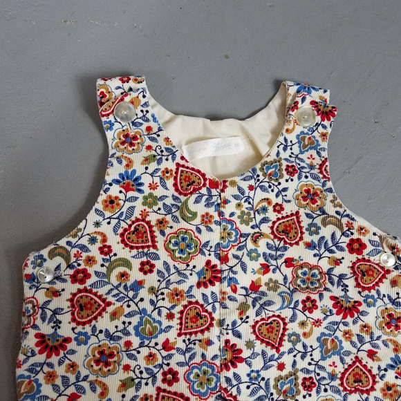Bottoms | Vintage Corduroy Overalls Floral Hearts By Thomas | Poshmark